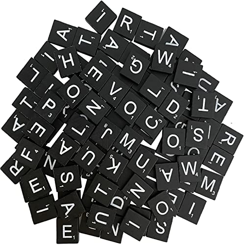 600PCS Black Wooden Scrabble Tiles, Scrabble Letters for Crafts, Making Alphabet Coasters and Scrabble Crossword Game.