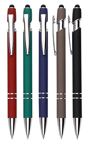 Stylus Pens - Black Ink 2 in 1 Capacitive Stylus- Compatible with Most Touch Screen Devices-A Variety of Color Pen Holders (10-Pack)