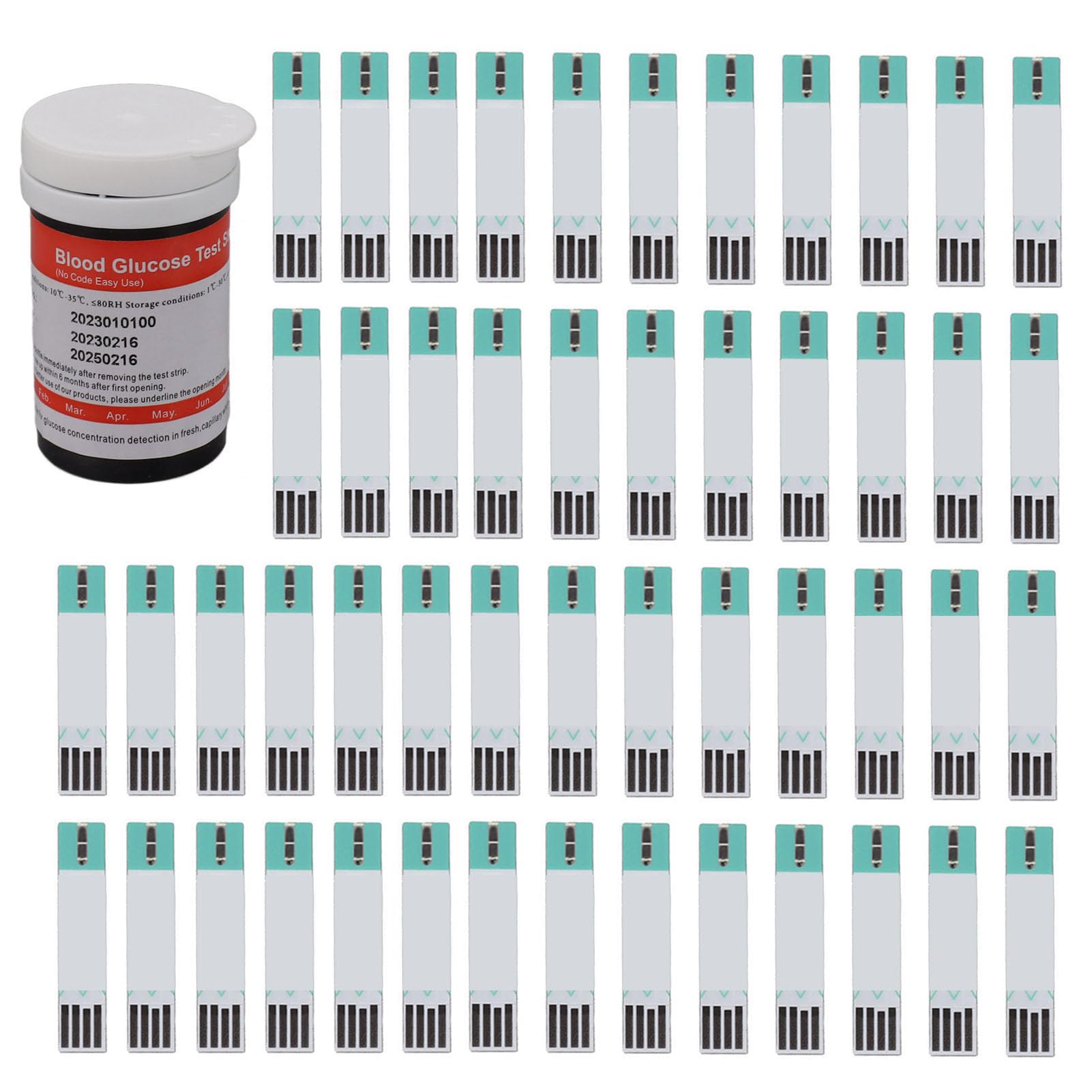 Pissente 50 Count Accurate Sugar Test Strips for Diabetes Sugar Monitoring, PET Material, Easy to Use