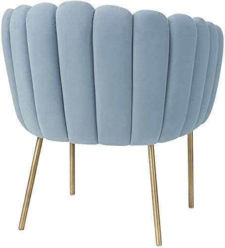 MEXIYA Doloris Modern Sea Blue Easy Clean Velvet Upholstered Feather Side Chair with Brushed Gold Leg