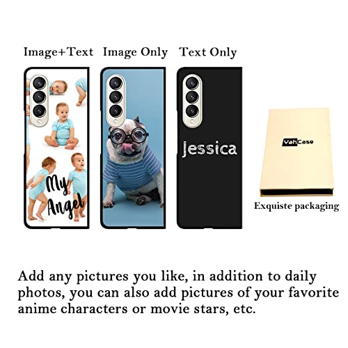 Custom Phone Case for Samsung Galaxy Z Fold 4,Customized Personalized Photo Text Name Phone Case Anti-Scratch Hard Protective TPU Phone Cover Black