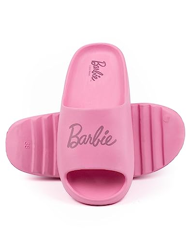Barbie Girls Sliders Kids Teens Pink Doll Logo Sandals Summer Shoes