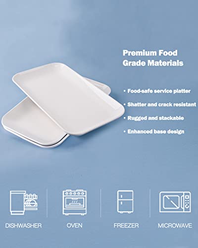 DELLING Large Serving Platter Set 14 inch Widened Large Serving Tray, White Rectangular Plates, Large Serving Platters for Entertaining, Serving Trays for Party, Oven Safe Dinnerware, Set of 3