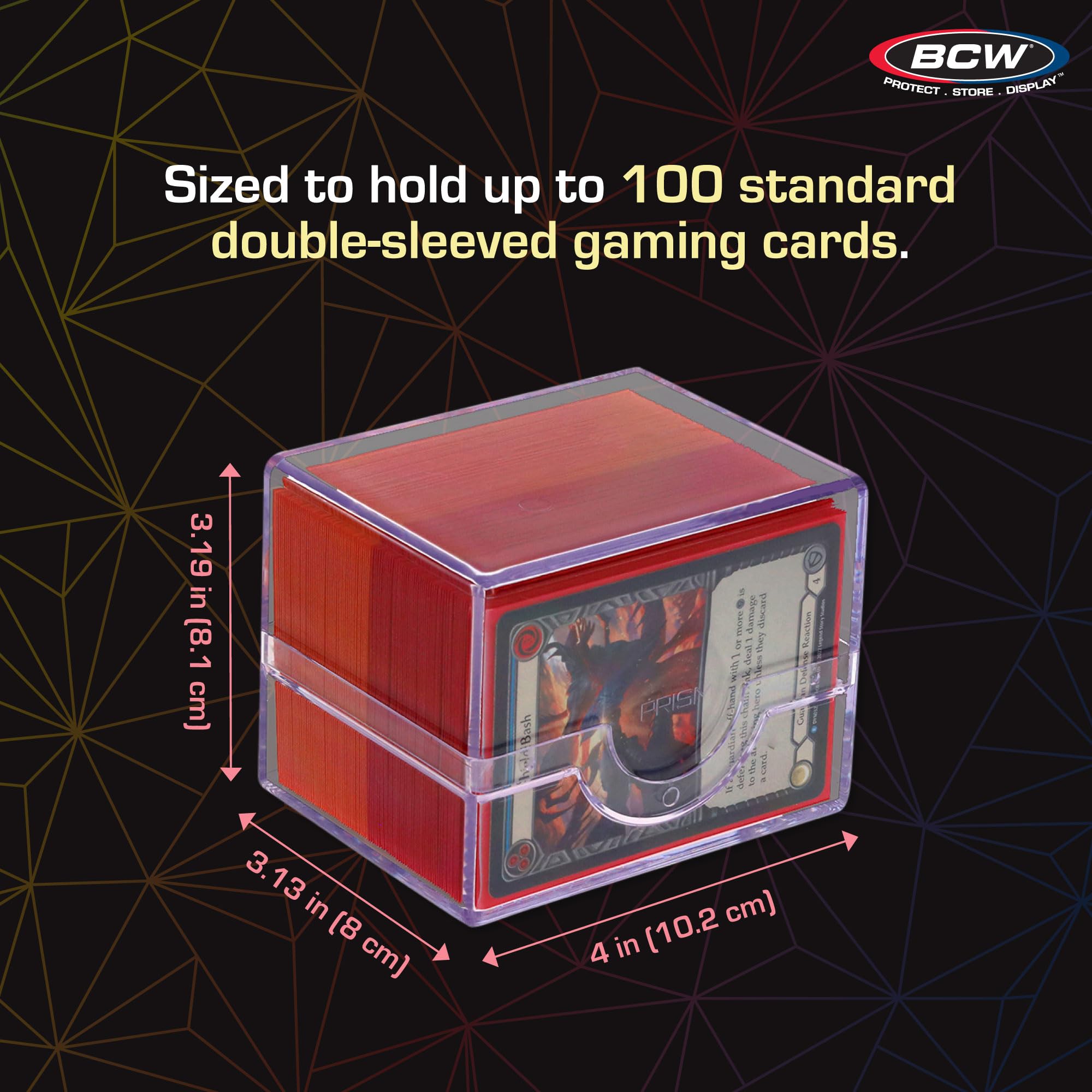 BCW Spectrum Prism Deck Case - Umbrella Black - 1 ct | Secure Snap Closure Card Deck Case | Fits 100 Double-Sleeved Cards | Trading Card Deck Storage Ideal for Magic the Gathering, Pokemon, and More
