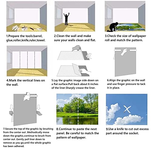 Window Landscape Wall Mural 3D Blue Sky Clouds Bird Peel and Stick Self-Adhesive Wallpaper Removable Sticker Home Decor Background Large Art Wall Painting 108"x 75"(W x H)
