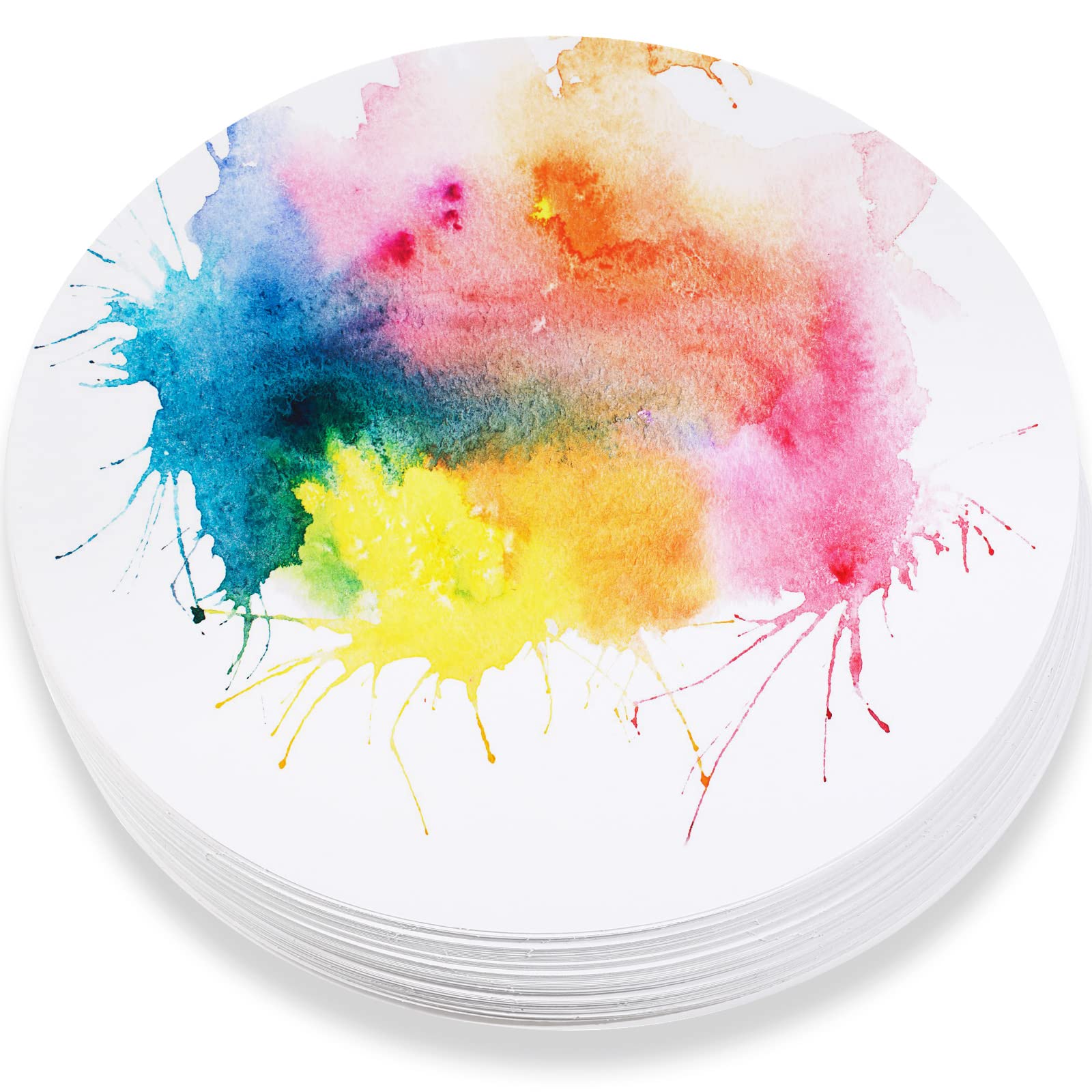 60 Pack Watercolor Paper Round 250 GSM Cold Pressed Watercolor Paper Ideal for Most Wet and Dry Media, Ideal for Beginners, Artists and Specialists (8 Inch Diameter)