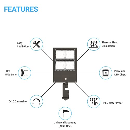 LEDMyplace 300W LED Pole Light 5700K Universal Mount Bronze AC120-277V LED Parking Lot Lights - Commercial Area Street Security Lights