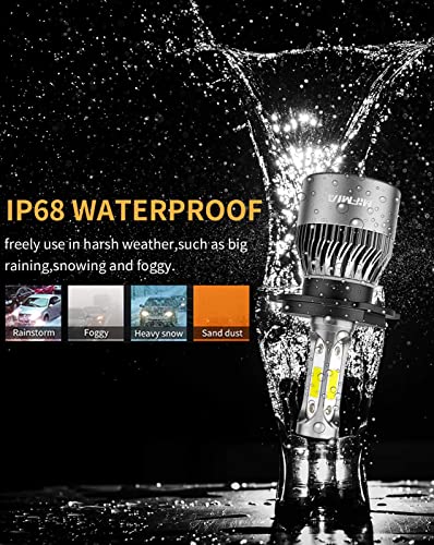 MIFMIA H4 LED Headlight Bulb Motorcycle, 500% Brighter 9003 LED Headlight Bulb Hi/Lo Beam 6000K White, Plug and Play Replacement, Pack of 1