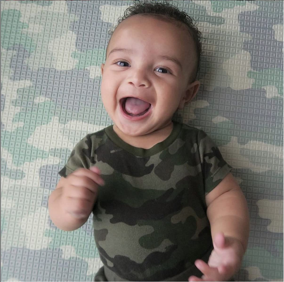 Large Waterproof Thick Padded Foam Baby Play Mat for Infants, Babies, Toddlers - for Play, Crawling & Tummy Time - 70 x 59 in. - Reversible, Double-Sided, Non-Toxic, Non-Slip Playmat - Star/Camo