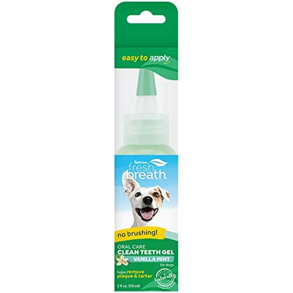 Fresh Breath by TropiClean No Brushing Vanilla Mint Clean Teeth Dental & Oral Care Gel for Dogs, 2oz, Made in USA