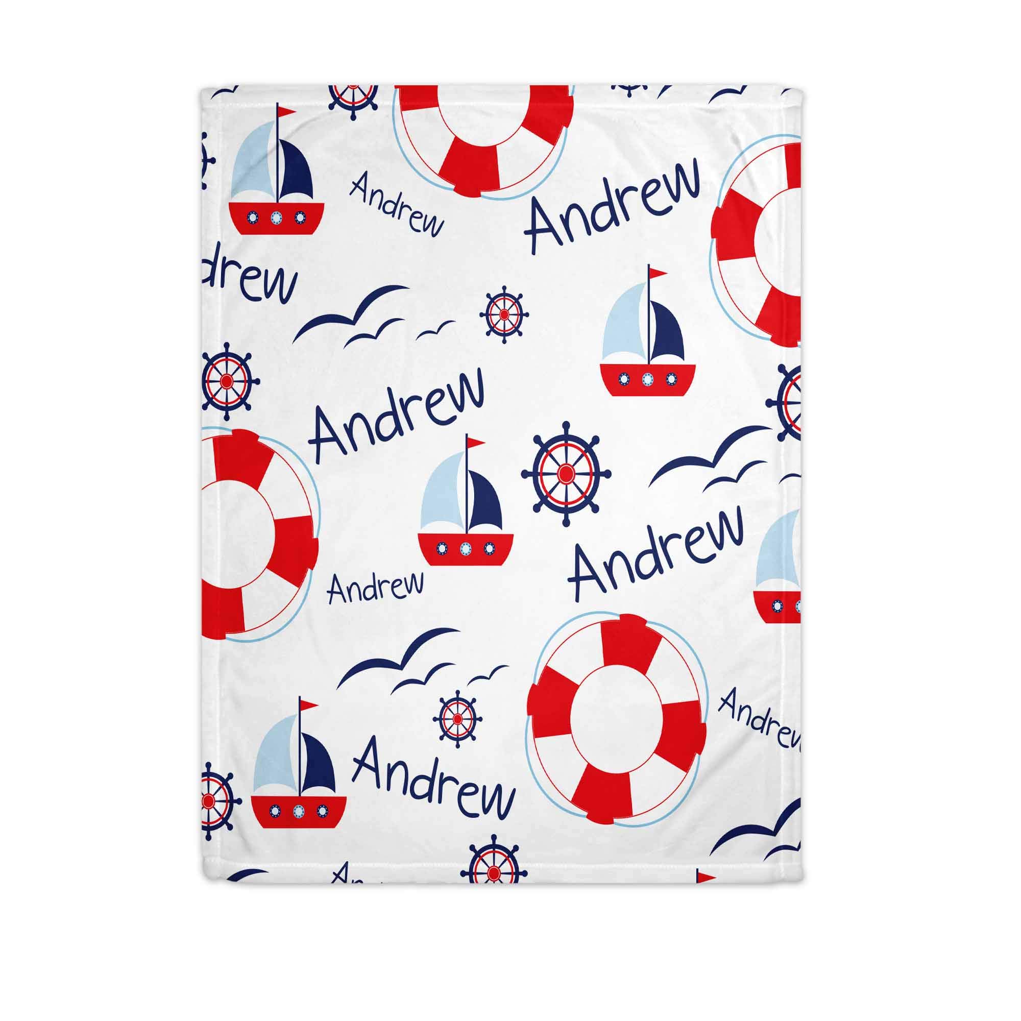 Personalized Baby Blankets for Boys with Name - Baby Boy Blankets Newborn Soft - Custom Baby Blankets for Boys - Nautical Baby Blanket - Customized Baby Blankets for Boys