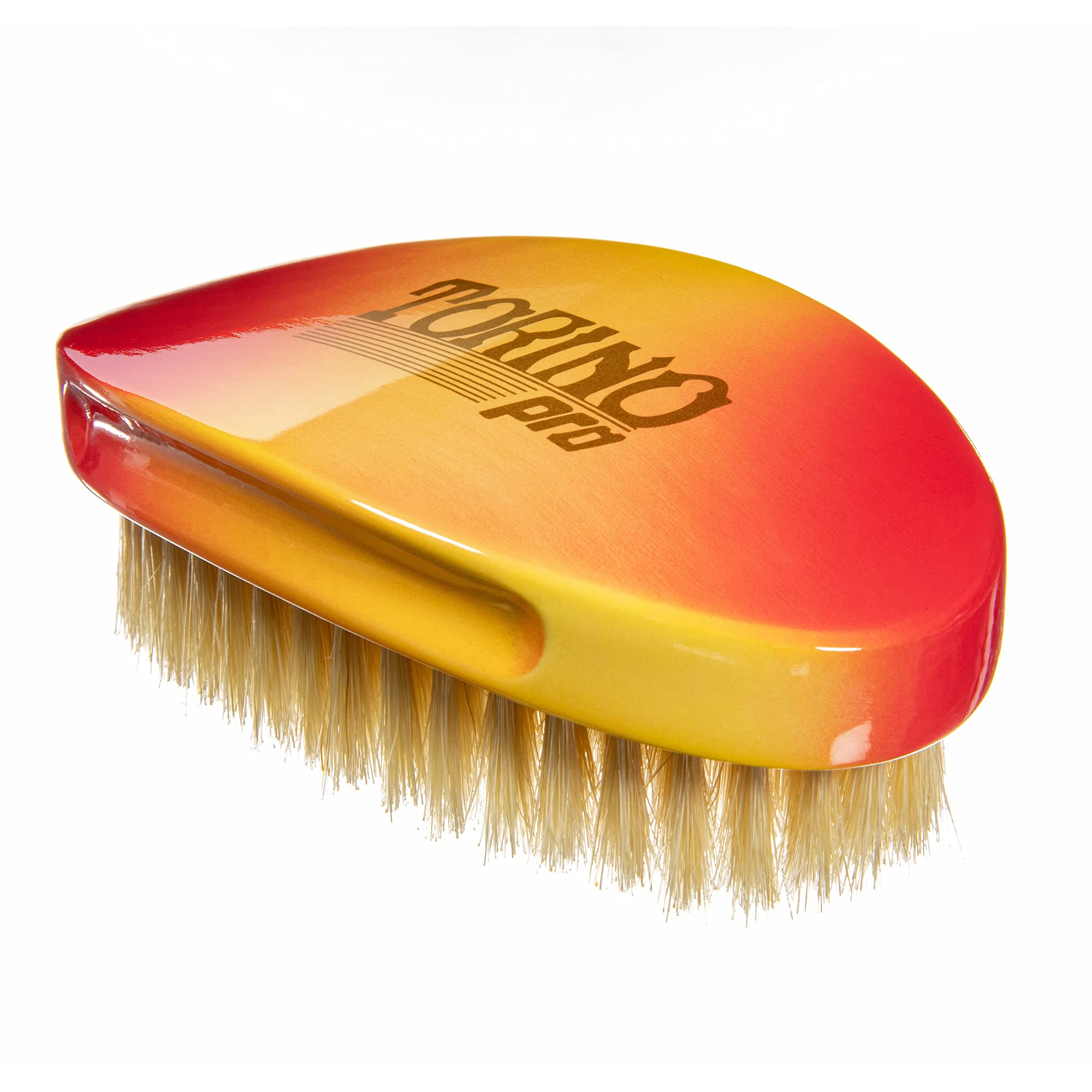 Torino Pro Curve Wave brush #157- Medium 100% Boar Bristle Curved 360 Wave Palm Brush - Great for laying down 360 waves and use before using wave cap or durag - Luxury wave brush for men 360