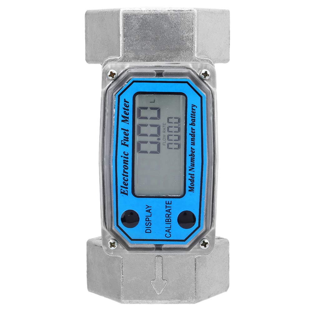 Hilitand Mini Digital Turbine Flowmeter Kerosene Gasoline Fuel Meter 15-120L 1.5inch NPT Blue
