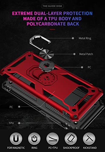 Military Grade Drop Impact for Samsung Galaxy Note 8 Case 360 Metal Rotating Ring Kickstand Holder Built-in Magnetic Car Mount Armor Shockproof Cover for Galaxy Note 8 Protection Case (Blue)
