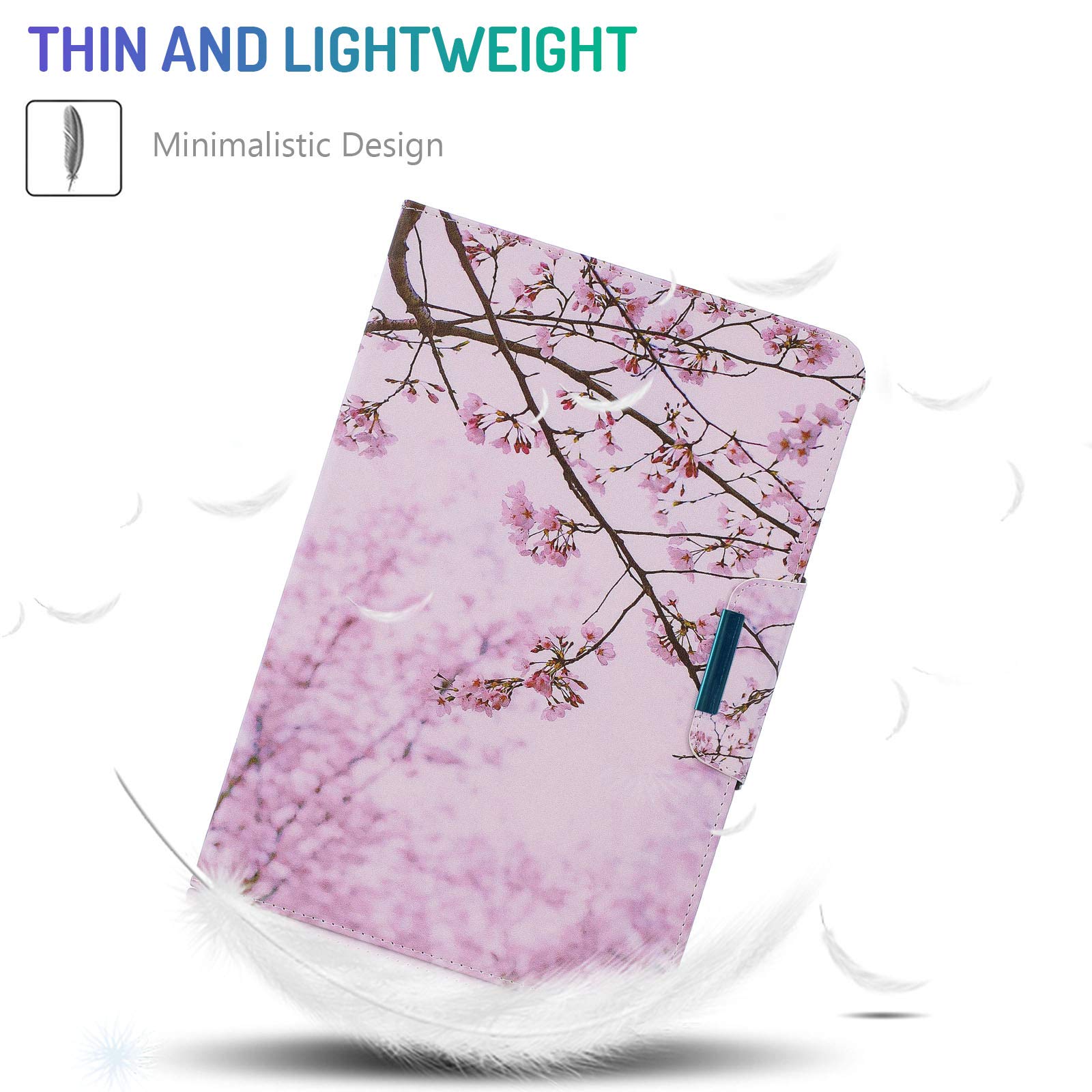 Dteck Universal Case for Most 7.9" to 8.4" Tablets - Lightweight Foldable Case with Card Holder for Fire HD 8/ Samsung Galaxy Tab 8.0" 8.4"/ Tab M8 8"/ Onn 8 Inch/Android Tablet 8 Inch (Pink Floral)