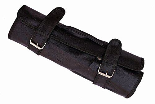 G49- Professional Kitchen Knives Custom Made Damascus Steel pcs of Utility Kitchen Knife Set Round Wood Handle with Pocket Case Chef Knife Roll Bag (10, Black)