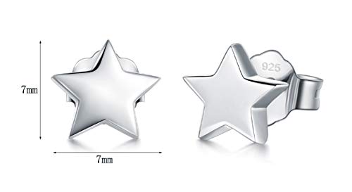 925 Sterling Silver Stud Earrings, BoRuo Star Stud Earrings