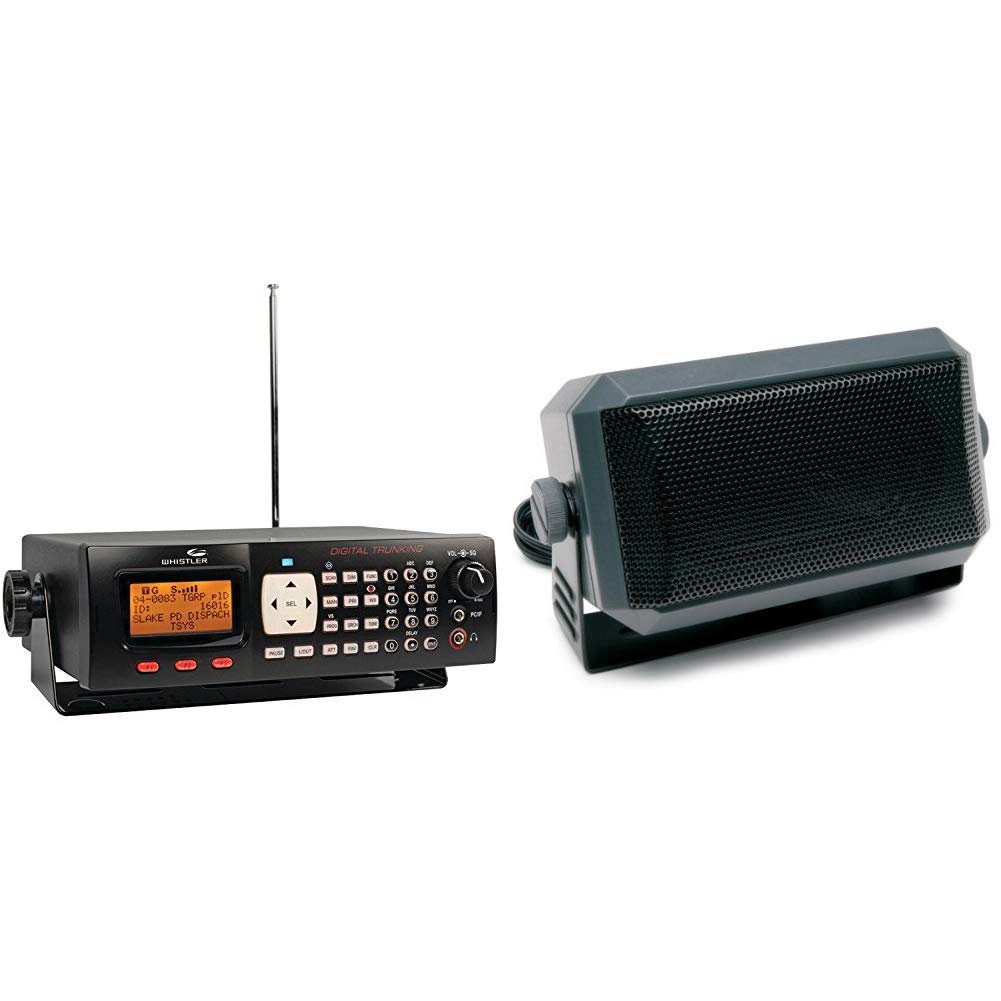 Whistler WS1065 Desktop Digital Scanner Bundle with RoadPro RPSP-15 Universal CB Extension Speaker with Swivel Bracket, 2-3/4 x 4-1/2", Black