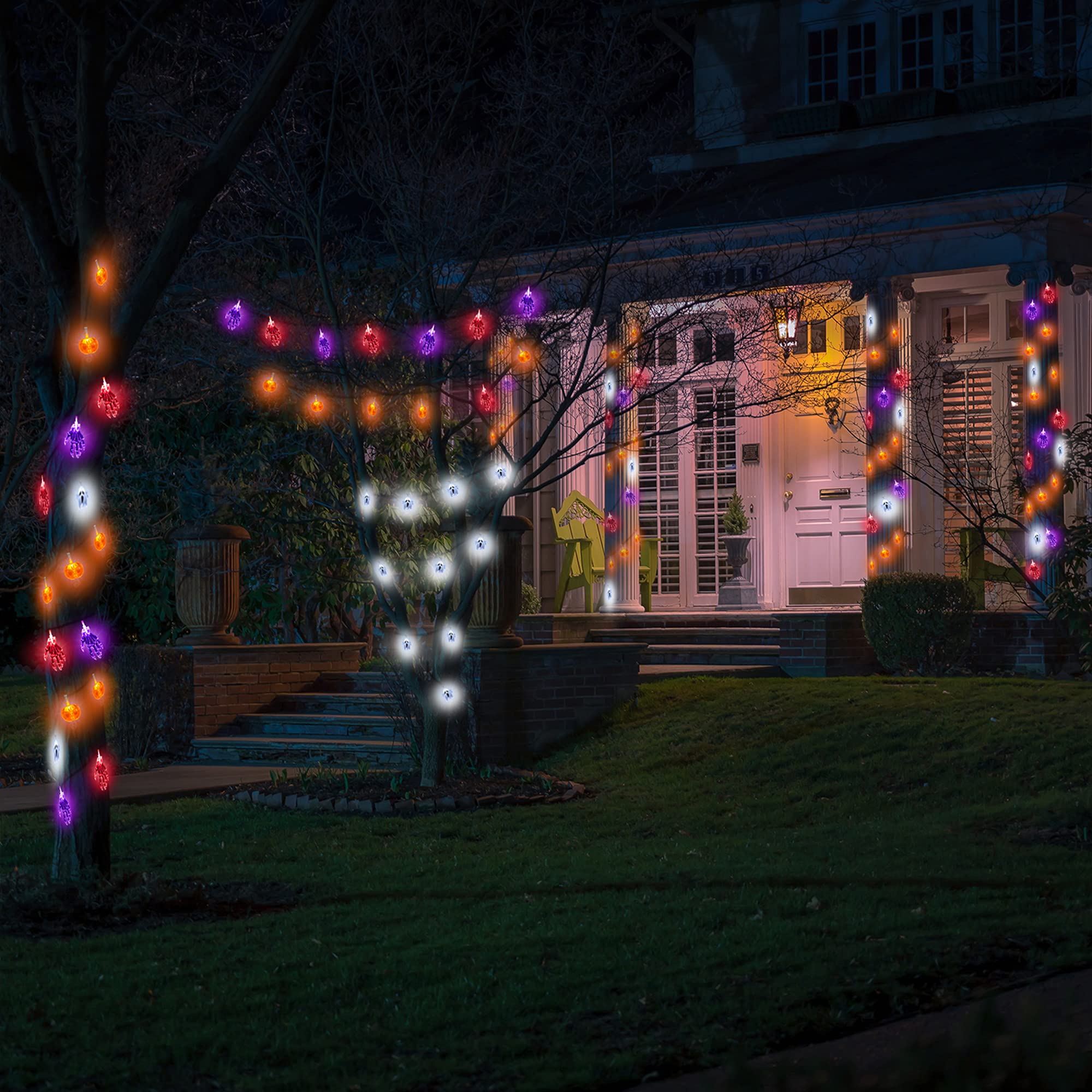 3Pcs Halloween Spooky Decorative String Lights, 54 LED 9.8ft Battery Powered Hand Ghost Pumpkin Party Light String Halloween Decorations for Lawn Garden Porch Door Window Wall Home Halloween Decor