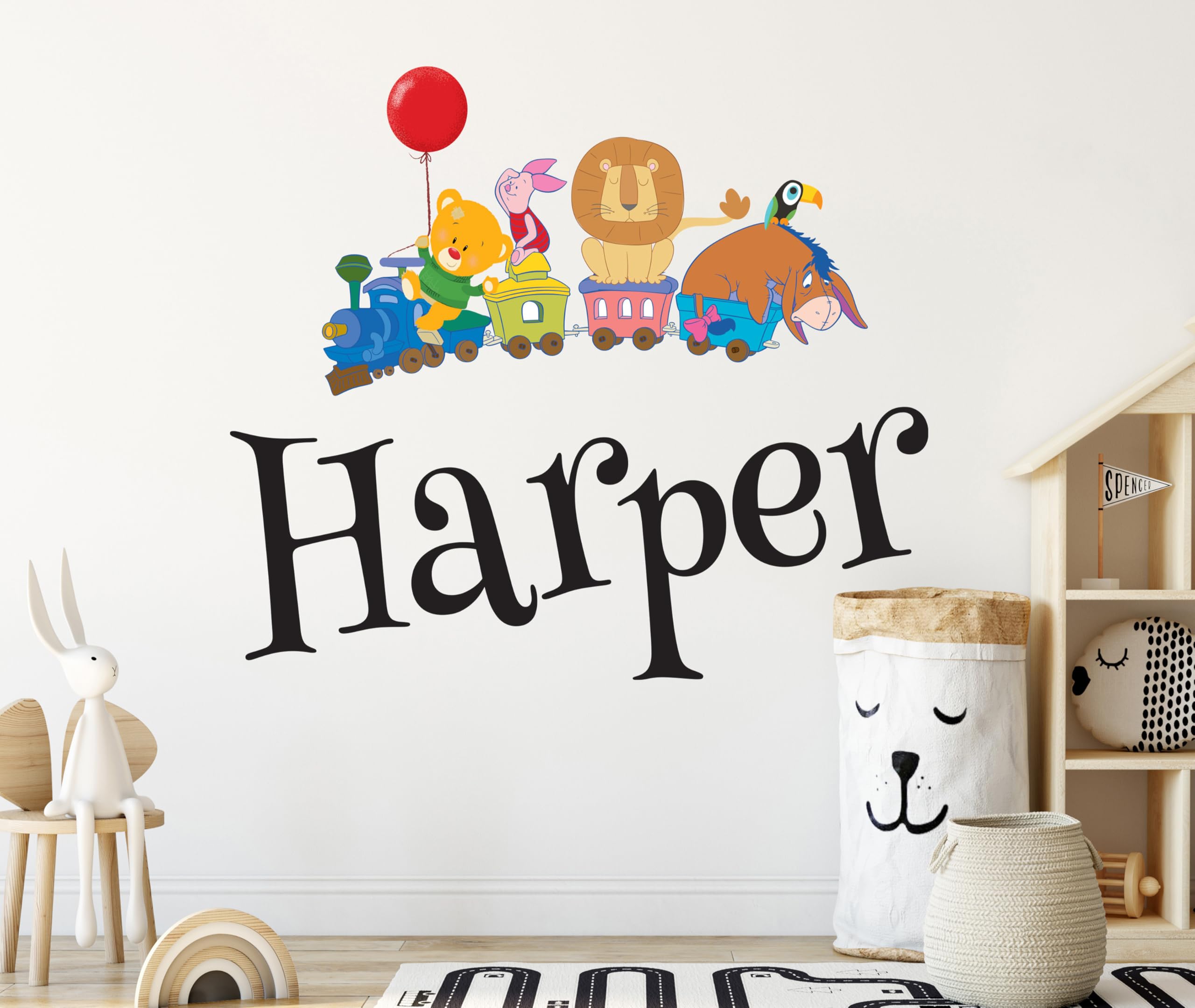 Teddy Bear and Pooh Friends Custom Name Wall Decal - Personalized Nursery Name -Wall Decal for Nursery Decoration playroom Decoration (Wide 20"x16" Height Inches)