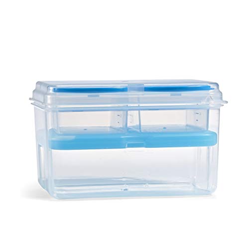 Fit & Fresh 216HL Entree Set with Ice Pack, 3 Reusable Portion Control Containers, BPA-Free, Microwave/Dishwasher Safe Lunch Box, Entrée, Blue