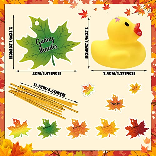 60 Pieces Thanksgiving Rubber Ducks Gift Mini Rubber Ducks Party Favors Small Ducks Thanksgiving Pumpkin Maple Holiday Birthday Pool Bath