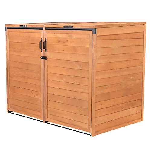 Leisure Season TRSL6741-D Large Horizontal Trash and Recycling Storage-Sheds, Medium Brown