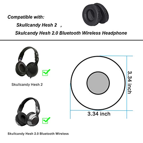 HESH2.0 Replacement Earpads Ear Cushions Compatible with Skullcandy Hesh& Hesh2& HESH1.0 Wireless Over-Ear Headphones(Black)