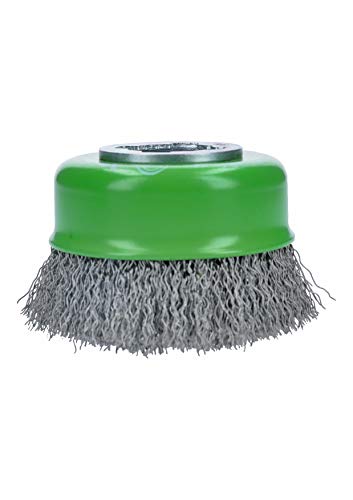 BOSCH WBX319 3 In. X-LOCK Arbor Stainless Steel Crimped Wire Cup Brush For Applications in Removing Weld Scale, Burrs and Corrosion, Preparing Painting Surfaces