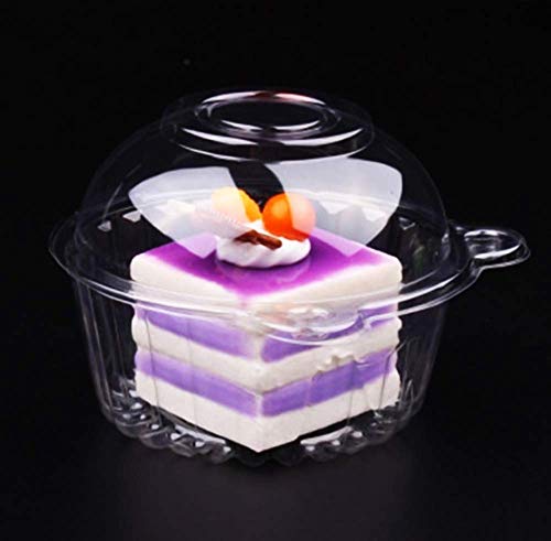 Hewnda 50 Pack Clear Plastic Single Individual Cupcake Muffin Dome Holders Cases Boxes Cups Pods
