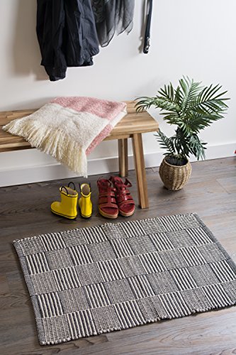 DII Contemporary Square Recycled Yarn Rug, Gray Checker, 2x3'