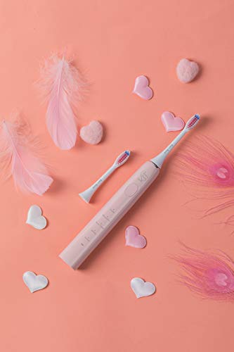 Kate's Secret Care Sonic Toothbrush Rechargeable One Charge Minimum 90 Days Use 5 Modes IPX7 Class Completely Waterproof 2 American Dupont Soft Head Brush - Pink