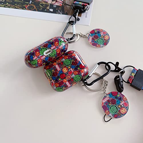 Auto Element Anime Super Hero Character Soft TPU Airpods 1/2 Case,with Cartoon Lanyard Keychain,Suitable Fashion Man Women Girl Case