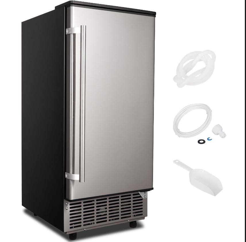 ADT Under Counter Ice Maker 80lbs/ 24H Daily Built-in Ice Machine with Drain Pump 24H Timer Self-Cleaning, Freestanding Ice Cube Machine for Commercial and Home Use