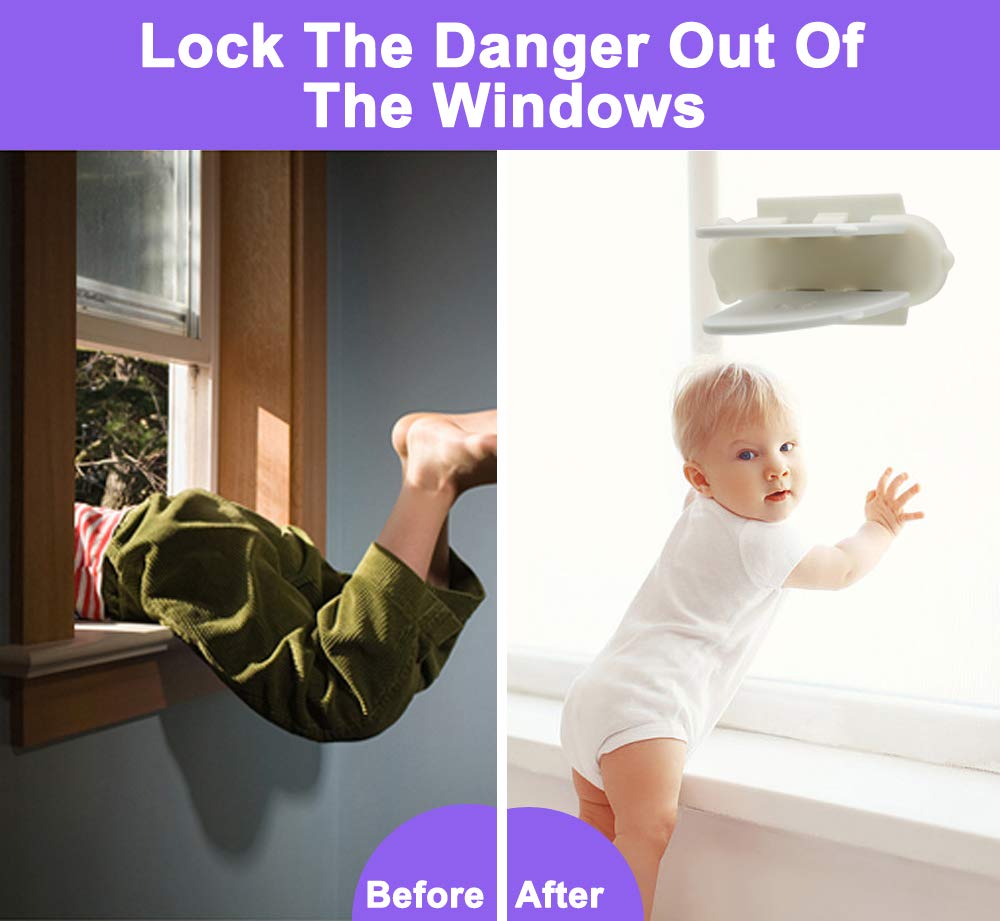 3Pcs Sliding Door Lock for Baby Proofing, Socub Child Safety Sliding Door Lock for Windows, Sliding Glass Doors, Patio, Closet, Shutter, Grey