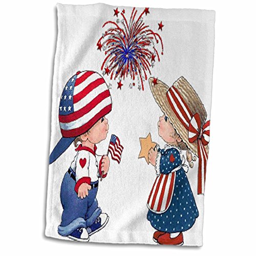 3D Rose Vintage Child and Fireworks TWL_14251_1 Towel, 15" x 22"