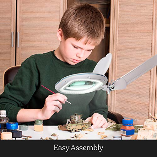 Brightech LightView Pro XL Magnifying Desk Lamp with Clamp, Adjustable Magnifying Glass with LED Light for Crafts, Reading, Close Work, Dimmable Light Magnifier with Wide Glass Lens