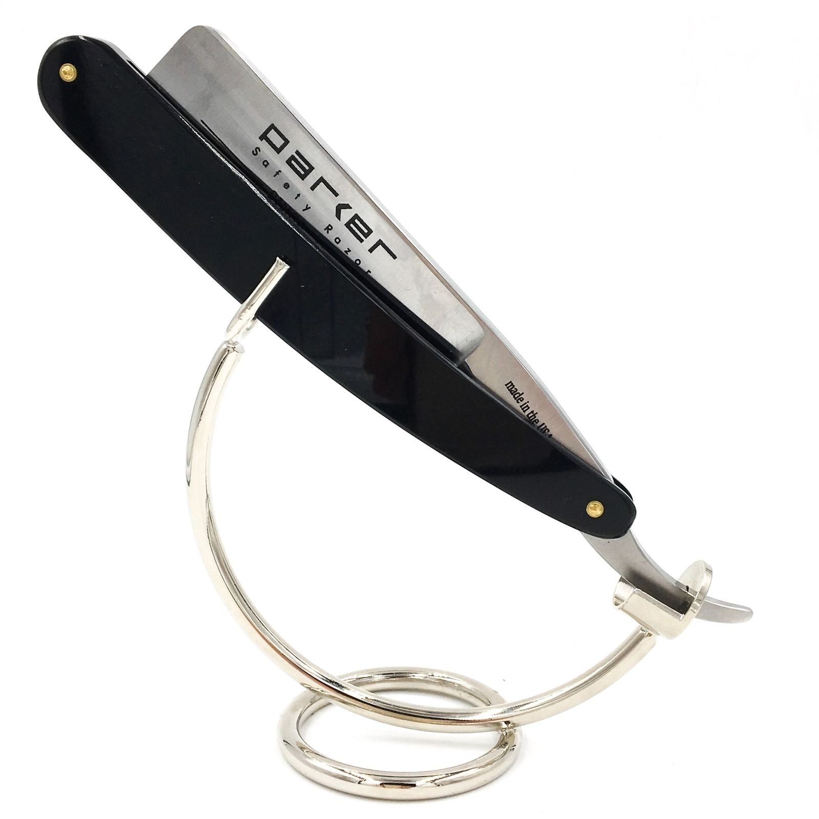 Curved Chrome Razor Stand for Straight, Shavette & Cartridge Razors - for All Razors with Handle Lengths of 100 mm or More