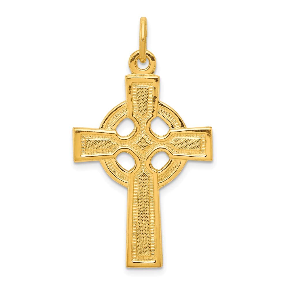 925 Sterling Silver and 24k Gold -plated Celtic Knot Irish Claddagh Cross Pendant Charm - 36mm x 20mm