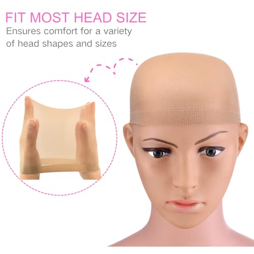 OSCCI Brown Stocking Wig Caps 2 Pieces Stretch and Breathable Nylon Wig Cap Suit for Women and Men (2 Caps)