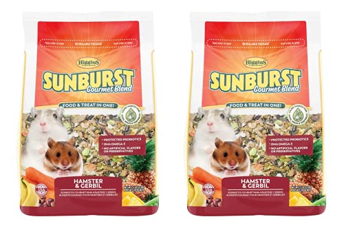 Higgins 2 Pack Sunburst Gourmet Hamster & Gerbil Food. 2.5 lb. Ea. Hamster Food, Gerbil Food 2 Bags 5 Pounds Total