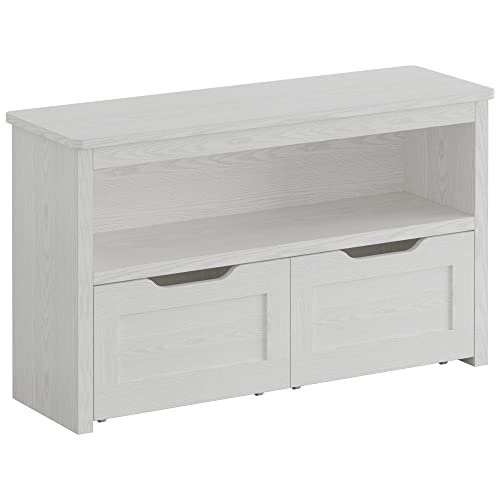 IRONCK Toy Storage Organizer for Boys and Girls with Drawers, Floor Toy Box with Wheels and Open Shelf, Storage Chest for Nursery, Playroom and Bedroom, White