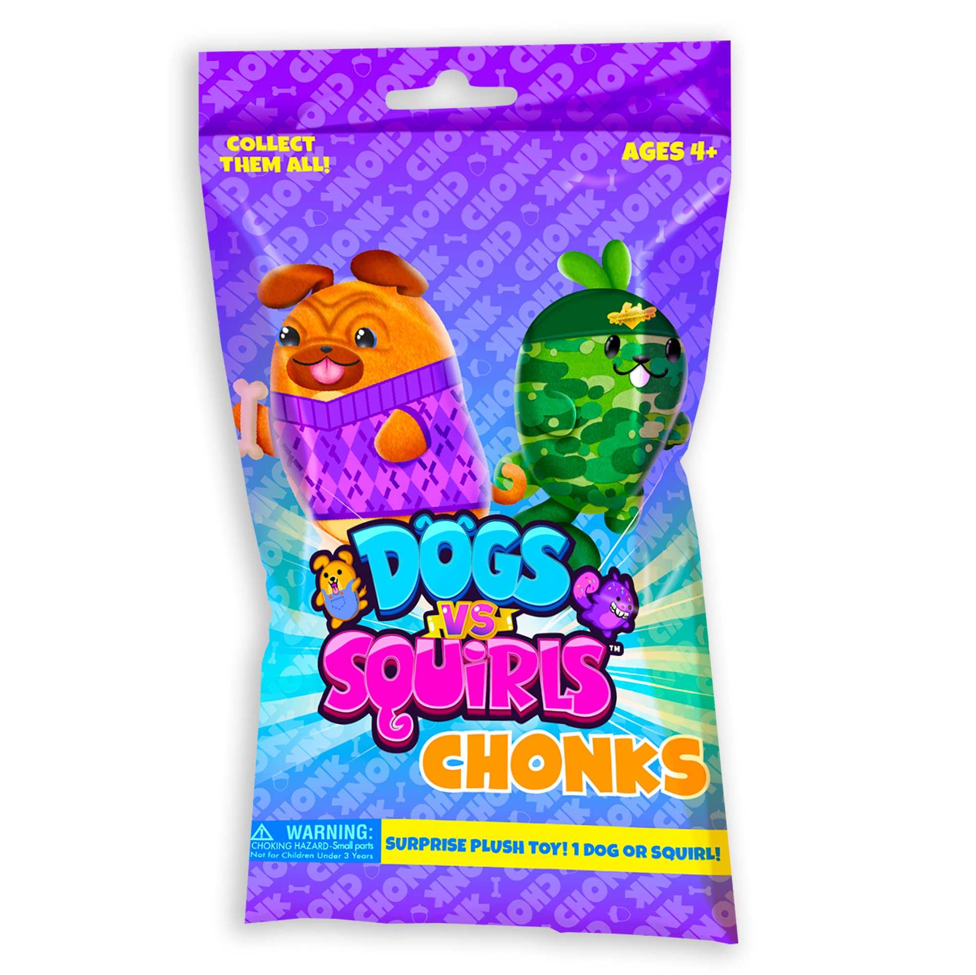 Dogs vs Squirls - Mystery Bag - 1pk - Chonk - Super-Soft & Bean-Filled Plushies! Collect These as Desk Pets, Fidget Toys, or Sensory Toys - Great for Kids, Boys, & Girls!, 6 inches (V2011)