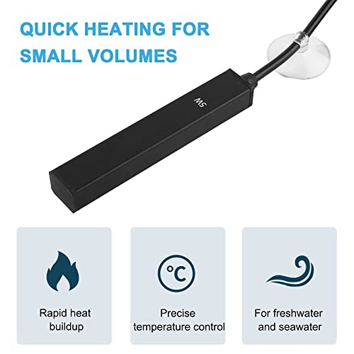 Aquarium Heater, 5W Fish Tank Heater Mini USB Submersible Heater Aquarium Heating Rod for 0.5-2L Fish Tank