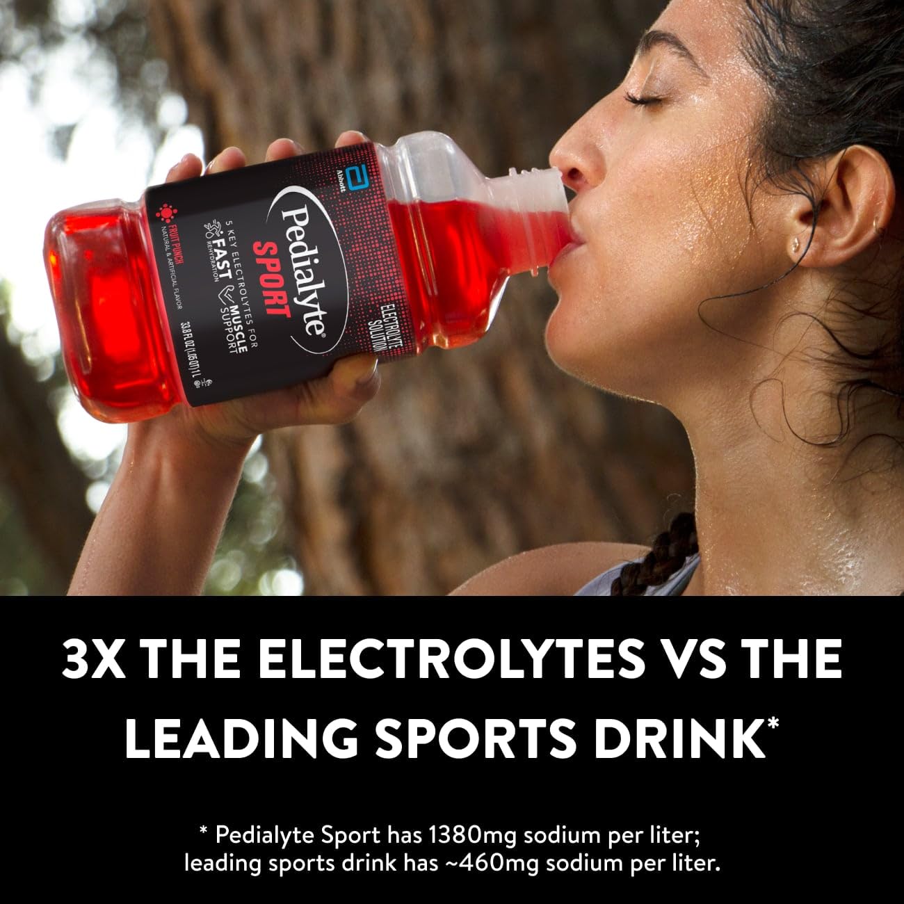 Pedialyte Sport Electrolyte Drink, Fast Hydration with 5 Key Electrolytes for Muscle Support Before, During, & After Exercise, Fruit Punch, 1 Liter, Pack of 4