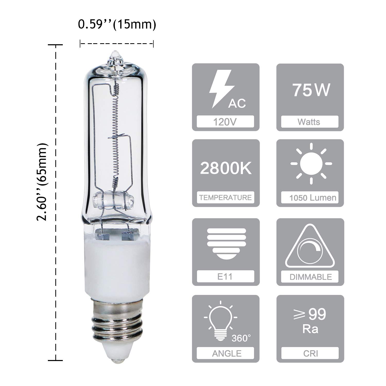 4-Pack JDE11 120V 75W Dimmable Halogen Bulb T4 Mini Candelabra Base Warm White for Chandeliers, Ceiling Fan, Table Lamps, Cabinet Lighting…