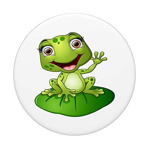 Cute Green Frog on Lilly Pad