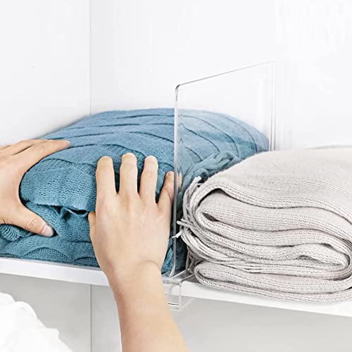 MIVERYEA Acrylic Shelf Dividers, Clear Shelf Divider for Closet Organization 6 Pack Plastic Shelve Divider for Clothes Purses Separators