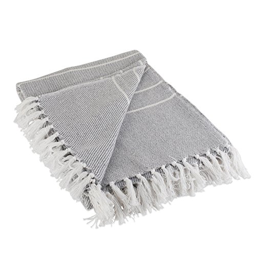 DII Rustic Farmhouse Thin Stripe Woven Throw, 50x60, Gray