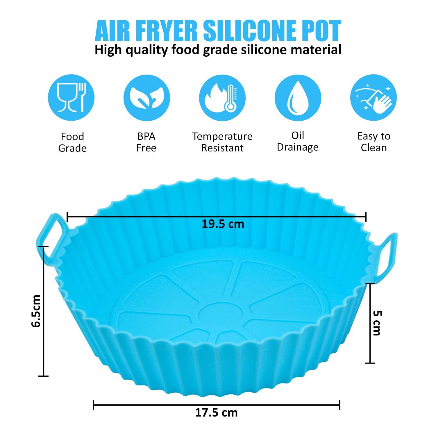 Air Fryer Silicone Pot, 2 Pack Reusable Silicone Air Fryer Liners, Air Fryer Accessories, Replacement for Disposable Parchment Paper Liner Fit 3.5-7Qt